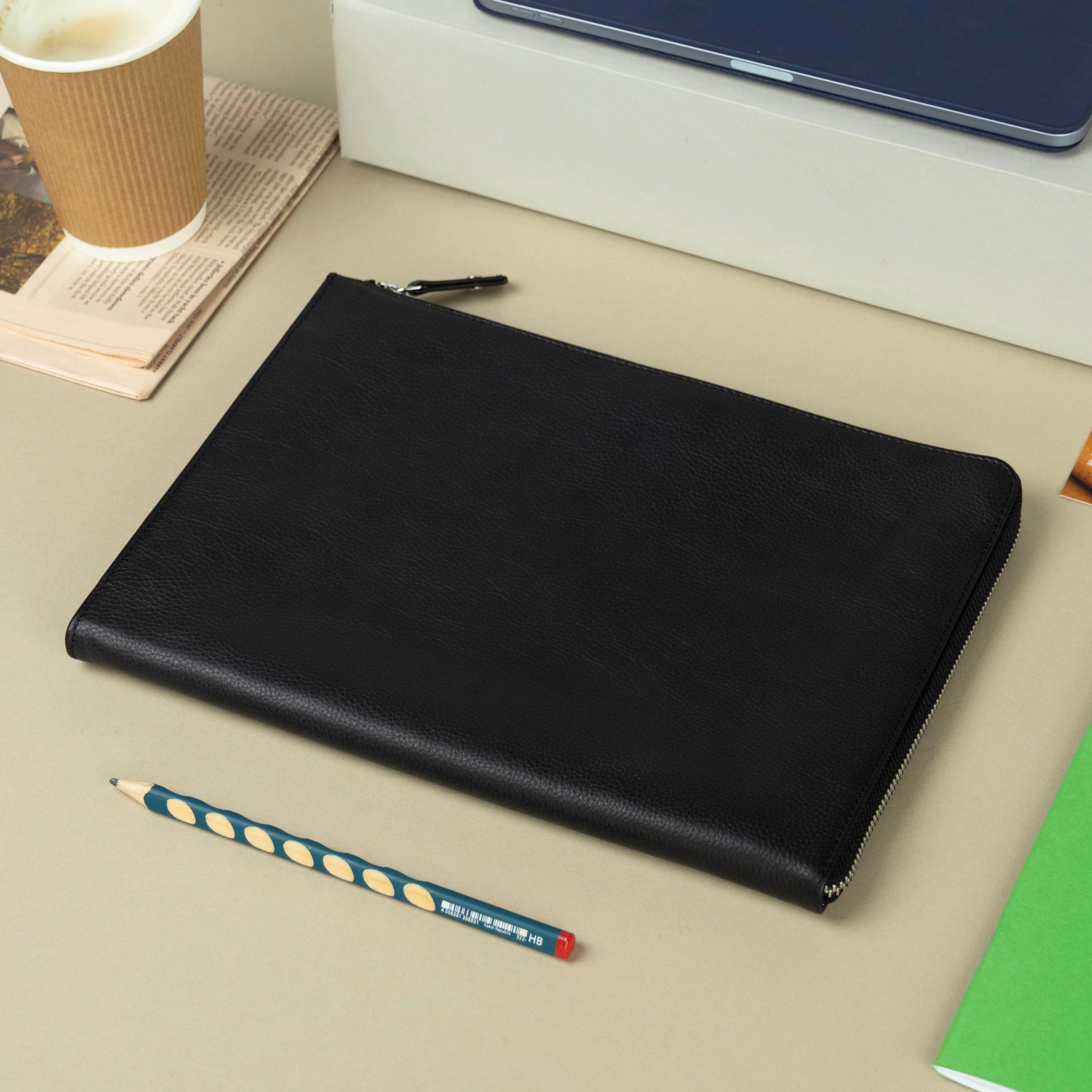 L-Zip Leather Laptop Case – Out of the Factory