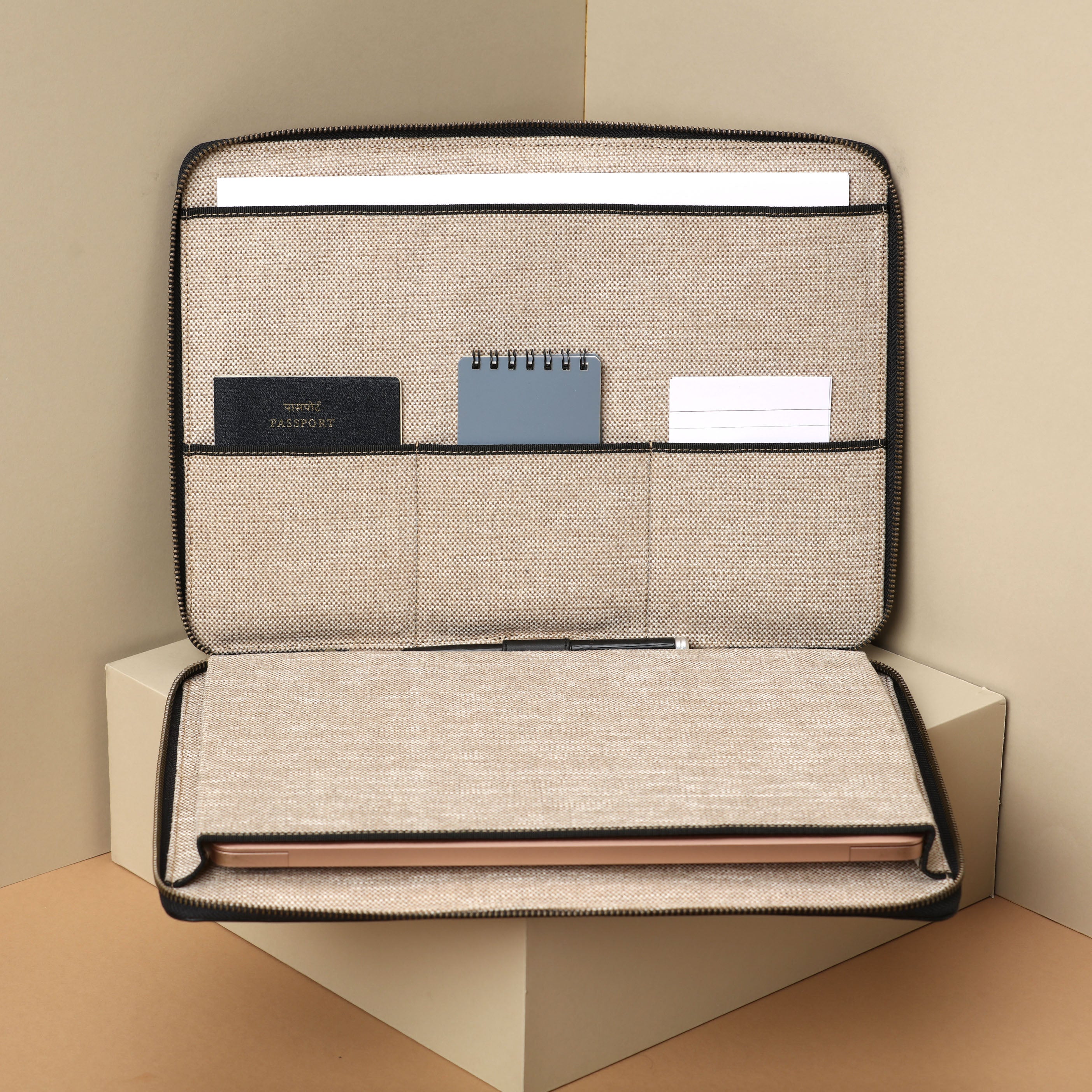 Leather Laptop Case with Handles - Black – Out of the Factory